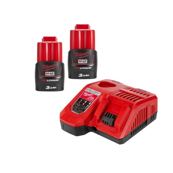 セット内容M12 3.0Ah バッテリー（M12 B3 JP）　2個M12-M18充電器（M12-18 FC JP）　1個