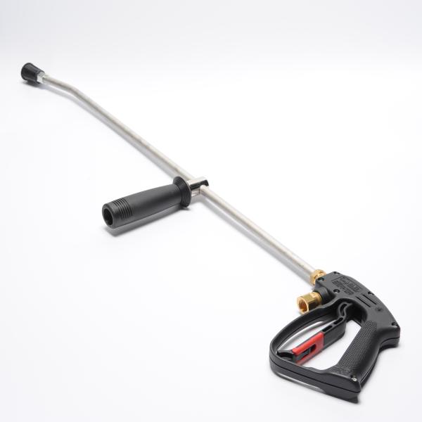 車両洗車専用ベントランスガンランス長さ90cmホース接続部スイベル（ホース寄り戻し）Rc3/8いけうちノズル（標準付属品：1580）ねじサイズ1/8 噴射角度15°※ノズルサイズは変更可能です。追加費用はかかりません。ノズルサイズ選定表をご...