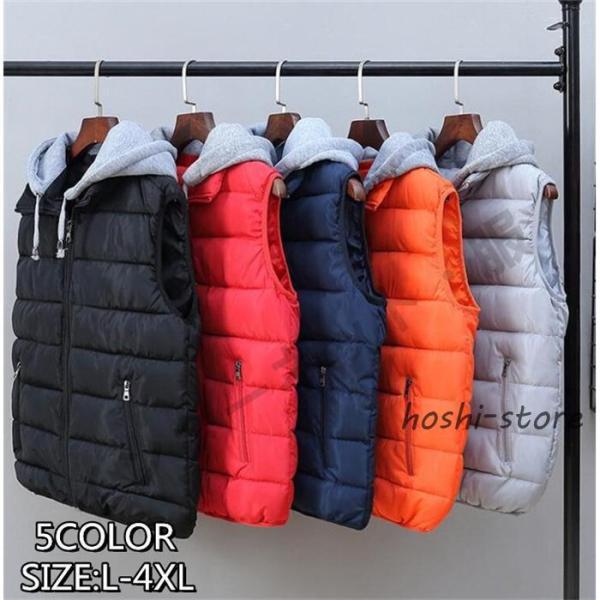 ダウンベスト メンズ 中綿ベスト ベスト ユニセックス ペアルック ノースリーブ 秋 冬 ジャケット コート 防寒【素材】表地　ポリエステル100%裏地　ポリエステル100%詰物　中綿サイズＭ：着丈62cm　バスト106cm　肩幅42cmL...