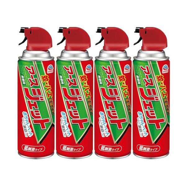 赤/-/-・パッケージ個数:1・「アースジェット450mL」の4本パック・蚊・ハエを落とす。ハエ・蚊・ゴキブリ駆除スプレー(殺虫スプレー)・蠅(ハエ)・蚊だけでなく、ゴキブリ、ノミ、トコジラミ(ナンキンムシ)、イエダニ、マダニの駆除にも使用...