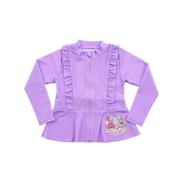 キャラクターパープル/100/69261-03-18・Size:100Color:パープル・・肌をしっかり守ってくれる長袖ラッシュガード・・着脱しやすい前開きタイプ・・胸のフリルがかわいい・・プリキュアたちのプリントがワンポイント！・・【サ...
