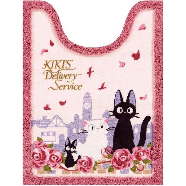 黒猫ジジが恋人の白猫リリーとデートを楽しむシーンがかわいい☆黒猫ジジのロマンチックなトイレシリーズ 『ジジとデート』ロング トイレマット 80×60cm センコー 魔女の宅急便 ジジ 黒猫 猫 ネコ トイレ マット トイレタリー 滑りにくい...