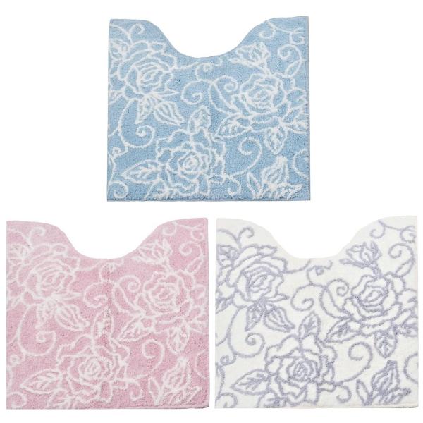 ローズ柄がエレンガントなトイレシリーズ☆ローズ柄のエレガントなトイレシリーズ「クリアローズ2」ライトブルー/ライトピンク/ホワイト 約60×60cm センコートイレ トイレ用品 トイレマット マット バラ 薔薇 ローズ 薔薇模様 バラ柄 花...