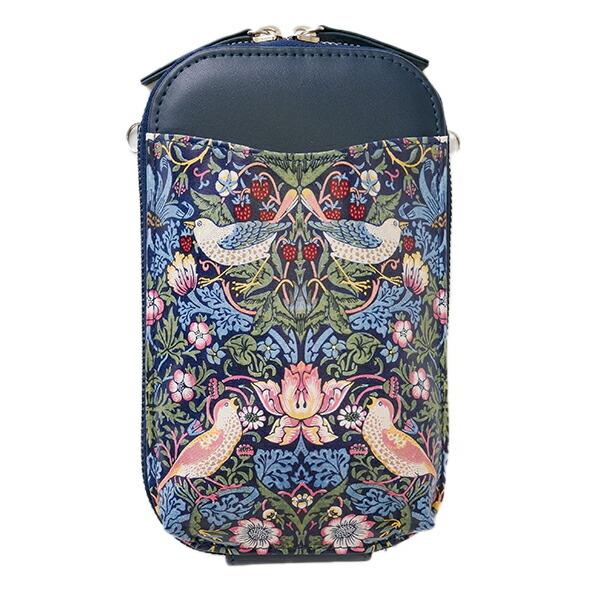 両手が使えて取り出しやすい！スマホポシェット時代を超えて愛される ウィリアム・モリス「いちご泥棒」柄　【商品仕様】カラー：ネイビーブランド名：ニーズ代表カラー：ネイビーシリーズ名：モリスワールドコレクション原産国／製造国：中国柄：いちご泥棒...