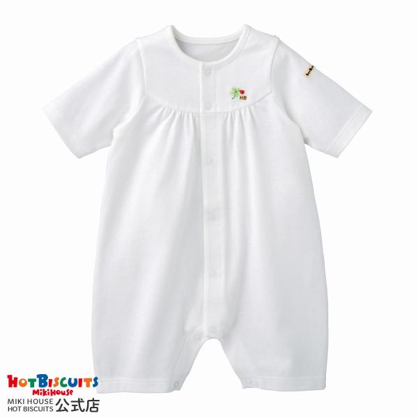 ミキハウス ホットビスケッツのプレオール。＜出産準備アイテム＞ベビーちゃんにぴったりの淡い色目に胸元にはクローバーのワンポイント付き。白無地なので、ご退院時やご家族・お友達へのお披露目にもぴったりです。通気性に優れたサラッとした天竺素材。5...