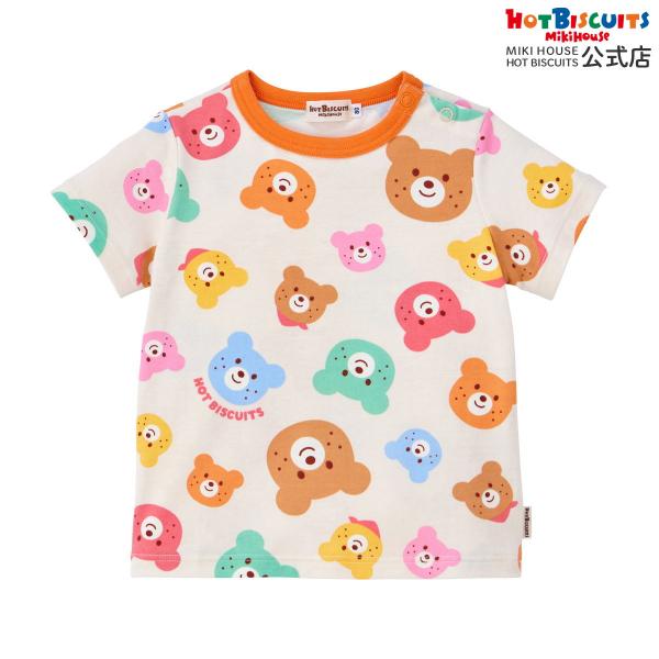 ミキハウス ホットビスケッツの総柄半袖Tシャツ。いろんな色のビーンズが総柄となったポップなデザインの半袖Tシャツ。ホットビスケッツらしいカラフルな配色が子どもらしく元気な印象に！丈夫なバインダーネックで首元がよれにくく、お洗濯を繰り返しても...
