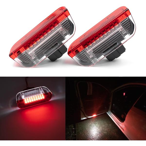 LED18個ｘ2のドアカーテシランプです。 純正交換タイプですので、穴あけ等の加工不要でカプラーオンで取り付け可能です。配線無し車向けのハーネスキット別売りで出品しております。 ■対応車種 ゴルフ5 1K (2003〜2009) ゴルフ6 ...