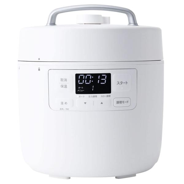 サイズ(約)：幅24cm ×奥行24cm ×高さ27cm本体重量(約)：3.5kgコード長(約)：1.2m容量：調理容量:1.68L／満水容量:2.4Lオートメニュー数：20使用最高圧力：70kPa ゲージ圧最大予約設定時間：最大12時間