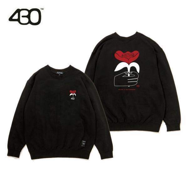 ■メーカー名：FOURTHIRTY 430 フォーサーティー■商品名：トレーナー NF "AGING IS REFINEMENT" C/N SWEAT ナツヒデ クルーネックスエット 24-182 正規品■カラー：BLK（ブラック）