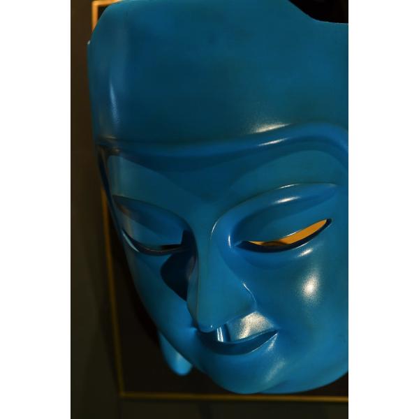 ミロクメン(ブルー)これまでデパート展示会での店頭販売および雑誌販売のみでしたが、好評につき、いよいよ通常販売が決定。サイズ：（仏面単体）縦25cm×横20cm×奥行13cm材質　：レジン製伝統、古えの行道面・仏面を研究の末、現代に相応しい...