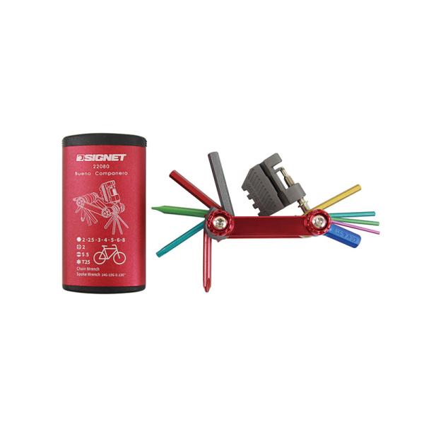 メーカー名：SIGNET(シグネット)品番：22080商品名：フォールディングツールセット レッド (カラーケース)●本体サイズ収納時(mm)：W78D42×H23●ケースサイズ(mm)：W104×D56×H27●本体重量(g)：193●ケ...