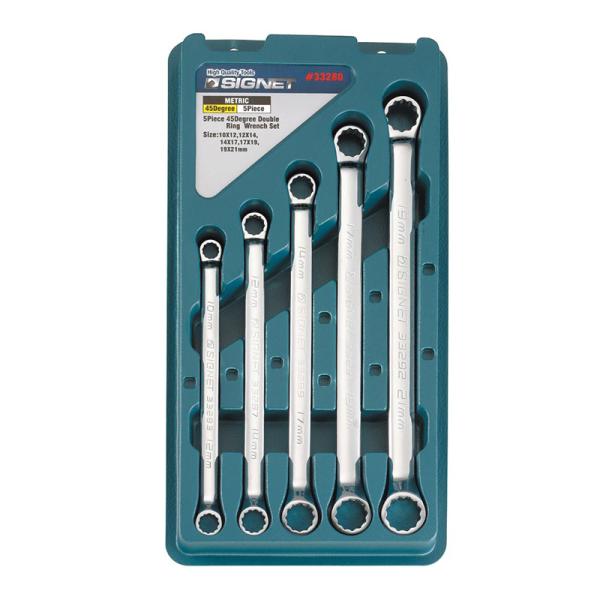 メーカー名：SIGNET(シグネット)品番：33280商品名：5PC 45゜メガネレンチセット(コンパクトタイプ)●メガネ部オフセット角(°)：45