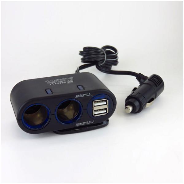 お車の1ソケットを2ソケット＆2USBに増設●USBポート（A端子）×22ポート同時使用可（5V/1A + 5V/2.1A）●シガーソケット×2出力合計8Aまで●お車に取り付け後、本体の角度調整が可能※本製品はDC12V車専用です。（DC-...