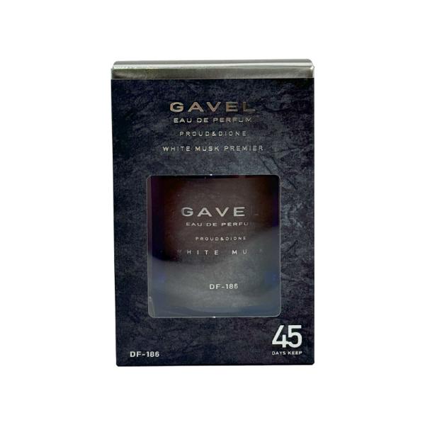 GAVELクロームリキッドフレグランス置き型タイプでダッシュボードや、ドリンクホルダー等に約45日間匂いが持続。おしゃれなボトルで車内もラクジュアリーな雰囲気に・香り:ホワイトムスク■品番:DF-186■メーカー:PROUD＆DIONE