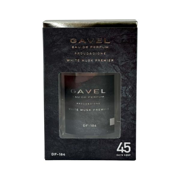 GAVELクロームリキッドフレグランス置き型タイプでダッシュボードや、ドリンクホルダー等に約45日間匂いが持続。おしゃれなボトルで車内もラクジュアリーな雰囲気に・香り:ホワイトムスクプレミア■品番:DF-184■メーカー:PROUD＆DIONE