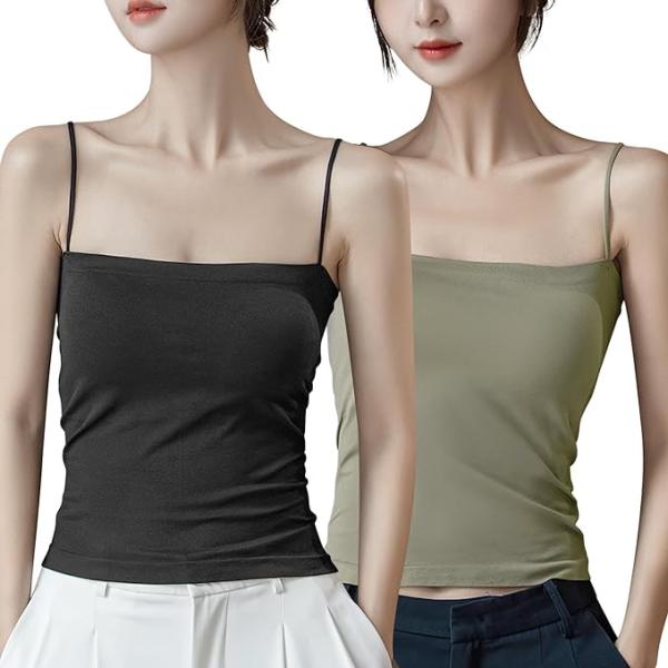 ●商品名と関連キーワードTophana 2枚セット キャミソール カップ付き レディース ブラトップ カップ付きインナー ロングデザイン 高弾性 柔らかい 吸汗吸湿 抗菌防臭 キャミソール インナー 部屋着 フリーサイズ（S--XLサイズの...