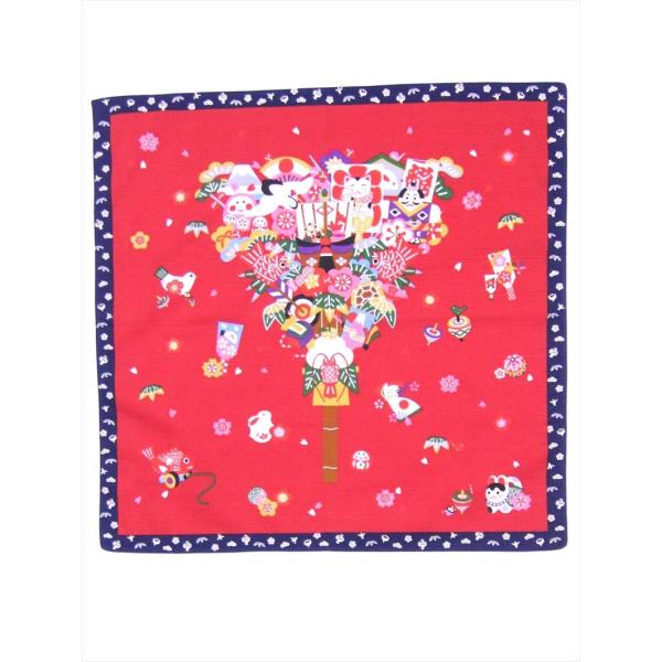【発売日：2020年12月12日】小風呂敷。綿100％・約50cm×50cm・片面染め・変わり織り(拡大写真参照)・地色は赤地です。お弁当包み、ランチョンマット、タペストリー等でご利用ください。日本製。お手元に届きまして、イメージと違うよう...