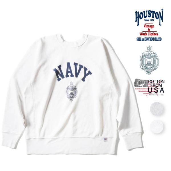 商品名22311 PRINT U.S. COTTON R/V SWEAT(U.S.NAVY) / U.S.コットンスウェットシャツ商品説明脇にリブ切り替えの入った、裏起毛のリバースタイプのスウェット。贅沢にU.S.コットンを使用して編み立て...