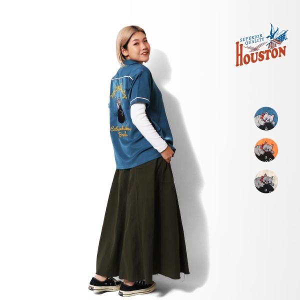 商品名4045W BOWLING SHIRT (CAT) / ボウリングシャツ商品説明配色のパイピングがアクセントのボウリングシャツ。ゆとりあるシルエットと、柔らかで軽い生地感で夏も着やすいアイテムに仕上げました。背中の刺繍には、ボールに飛...