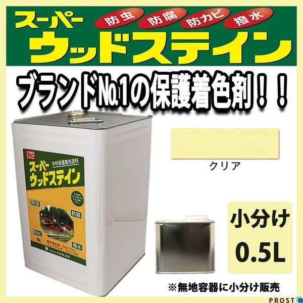 （商品内容）●スーパーウッドステイン　クリア 0.5L ※無地缶に詰め替えてのお届けとなります。