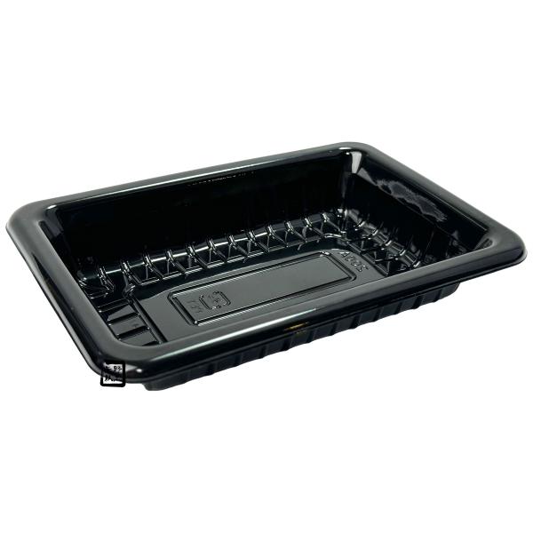 規格：長辺165(145)mm×短辺115(90)mm×高さ29mm ※()は内寸材質：A-PET色・柄：黒重量/枚：6.5gメーカー：信和株式会社1ケース：100個×30袋入り●目安●イチゴ1段詰め約200g