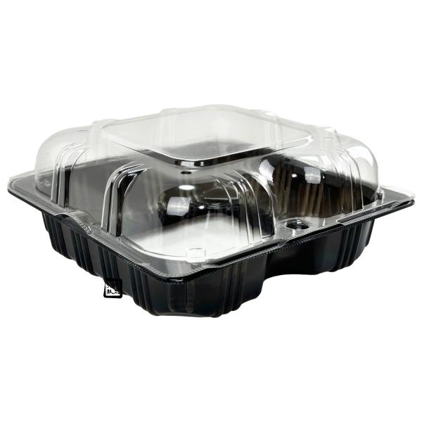 ※ご注意ください※個人宅配送不可の為、お届け先住所に農園名、店舗名、営業所名等屋号が必須となります。規格：156mm×153mm×高さ64(本体34+蓋30)mm材質：A-PET ボタン嵌合 4穴開き 底面黒窓メーカー：エフピコチューパ株式...