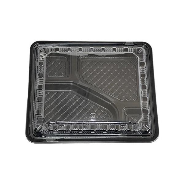 ※ご注意ください※個人宅配送不可の為、お届け先住所に農園名、店舗名、営業所名等屋号が必須となります。外寸：240×202×34(蓋12)mm材質：本体MSD、蓋OPS仕様：内嵌合蓋付、レンジ可色・柄：本体黒、蓋透明メーカー：エフピコチューパ...