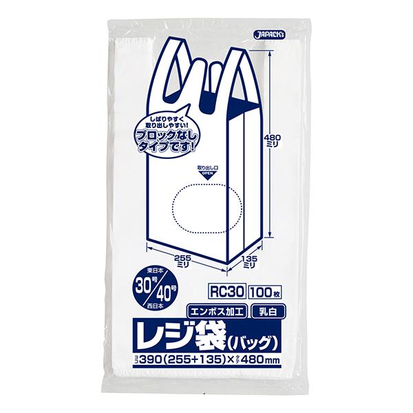 規格：厚さ0.013mm、横390(255+135)×タテ480mm材質：HDPEカラー：乳白メーカー：株式会社ジャパックス1ケース：100枚×10袋×3箱入りノンブロックベロ付タイプのレジ袋です。ローコストタイプ。一枚一枚開きやすいエンボ...
