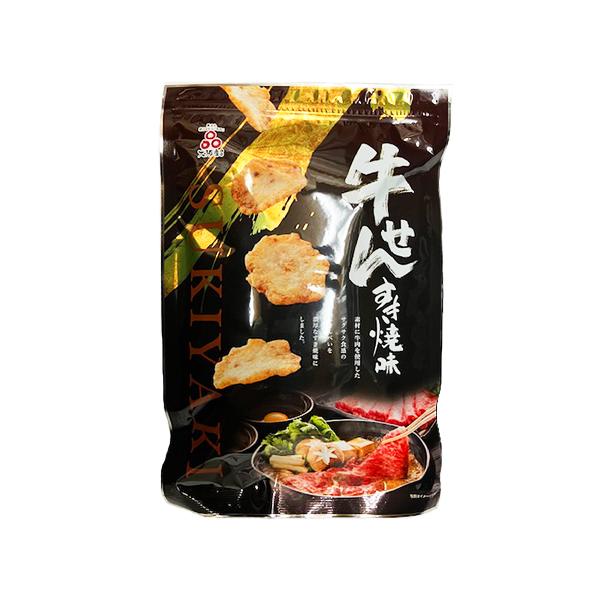 人気NO2！の牛せんにすき焼味が追加！濃厚なすき焼味、牛せん好きの方もそれ以外の方も一度ご賞味あれ。［分類］あられ・おかき・せんべい・かきもち