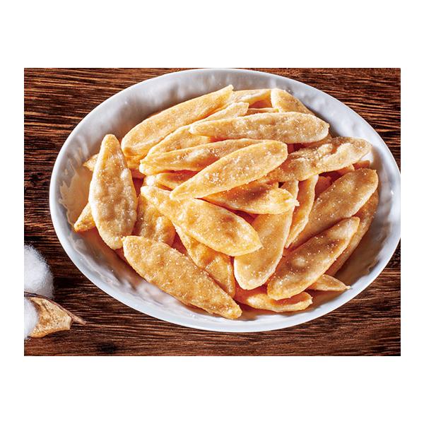 カリッとした歯ごたえ ! サラッと塩味に仕上げました。大阪ミナミで飲食店のおつまみとしてご利用いただくケースも多いです。［分類］あられ・おかき・せんべい・かきもち