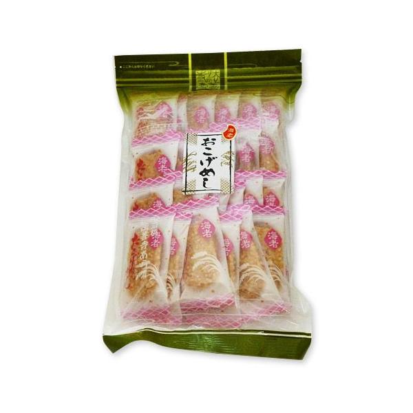 昔ながらのなつかしい味・・・釜戸で炊いたごはんの底には「おこげ」。そんな「おこげ」のようなせんべいができました。パリッと香ばしい「おこげめし」せんべいのえび味です。［分類］あられ・おかき・せんべい・かきもち