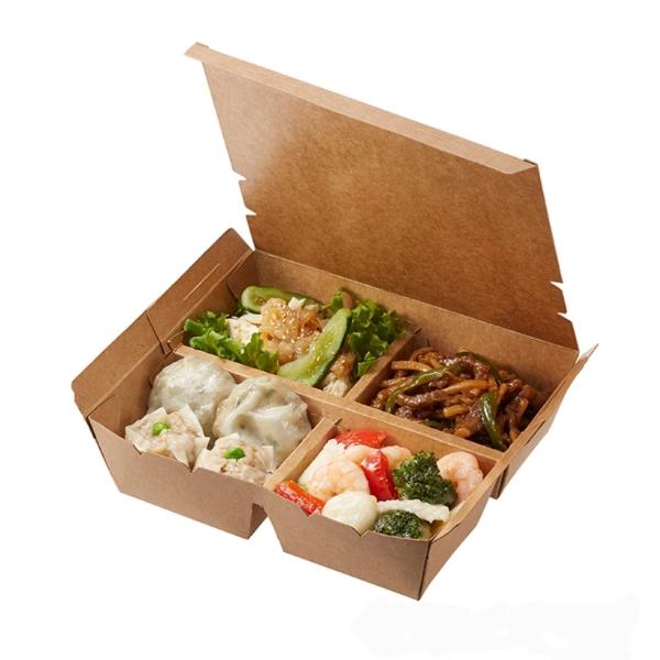 材質：未晒クラフト紙＋内側PPコーディング  サイズ：上辺 200X175mm/底辺 175x150mm・高さ 55mm＊環境に優しい森林認定紙を使用した、紙製のランチボックスです。＊本体・フタは一体型で仕切り付きです。＊電子レンジ使用可　...