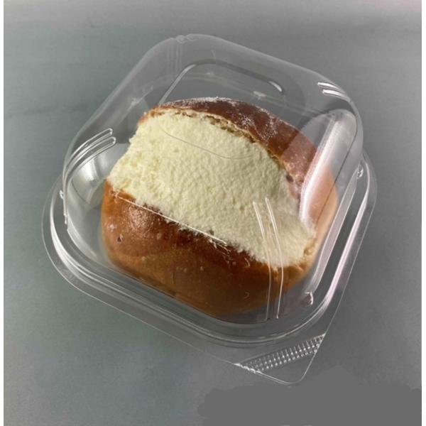 材質：OPSサイズ：外寸/122x122x高30mm（蓋高さ43mm）＊ハンバーガーやケーキなど高さのある商品に最適な容器です。＊本体・蓋の一体成型品です。＊電子レンジ使用不可/オーブンレンジ使用不可＊耐熱温度：80℃  耐油性無し