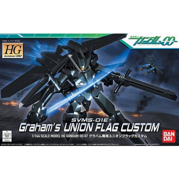 機動戦士ガンダム00で登場するUNION軍・敵主役機「ユニオンフラッグ　グラハム機」がHGシリーズで登場。頭部、背面バックパック部、新型ライフル(試作型)が新たに追加。ライフルは変形時の腹部に格納可能。バックパック、腰部にある羽根は折りたた...