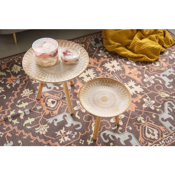 天板の模様が美しいトレーテーブルです。軽量で持ち運びラクラクちょっとした休憩、ソファサイドテーブルとして。ベッドサイドテーブルや洗面所などの小物置きとしても。用途に合わせて様々なシーンで使えます。サイズ：φ29.5×H29.5cmスペック：...