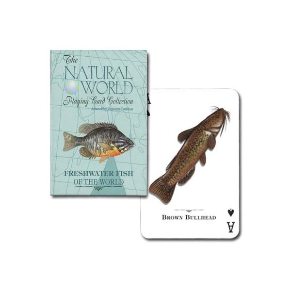 湖や川に住む淡水魚をテーマにしたトランプ。バスやサーモン、ナマズなどフィッシングに人気の魚がたくさん描かれています。淡水魚はその川や湖の固有種が多く見られ、たとえばアマゾン川の魚の種類は、大西洋全体よりも多いと言われています。内容（一部抜粋...