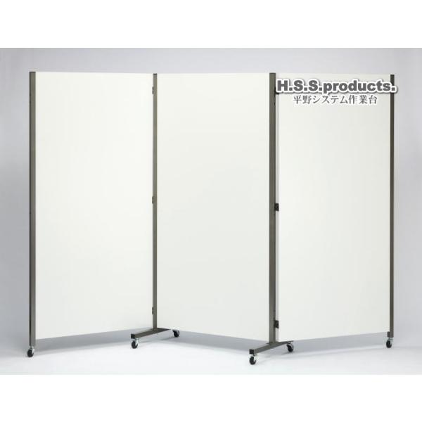 19-MIT-WW　三折ホワイト展示板（三連折りたたみ展示板） ○組立式：お客様で簡単な組立てが必要です。１台大人２人で５~１０分程（パネルに脚２本を取り付けのみ）○両面ホワイトプリントボード○三連折りたたみ展示板（屏風蝶番で接合済でバラせ...