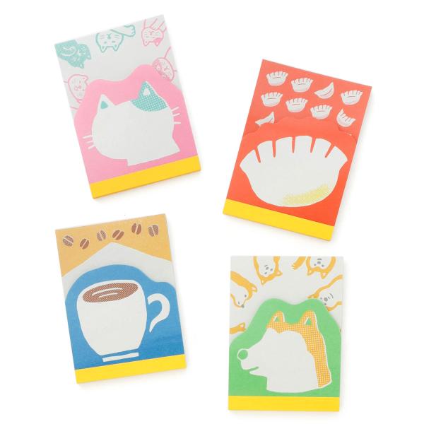 ザラっとした質感が懐かしい、わら半紙のメモ帳。1冊にモチーフのダイカットタイプが1柄と、使いやすい長方形タイプが2柄入った贅沢な組み合わせです。買い物など日常のメモとしてお使いいただく他、ちょっとしたメッセージを書いて渡しても楽しいアイテム...