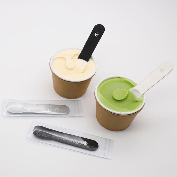 金属加工の産地の新潟県燕（つばめ）市で製作されたアルミ素材のアイスクリーム用スプーン。アルミの熱伝導の性質を活かし、手から伝わる体温の熱がスプーンに伝わり、凍ったアイスクリームを溶かしていくことで食べやすくなります。サイズ：本体 / 幅2....