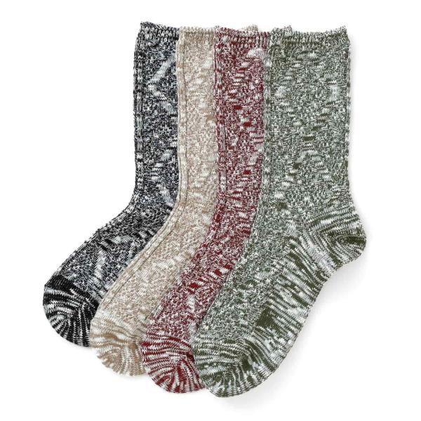 メンズブランドFUJITOのデザイナー藤戸剛による靴下ブランド OBSCURE SOCKS(オブスキュアソックス)。RHUS(ルス)は編みの凹凸でケーブル柄を表現したソックス。コットン100%の糸に、太さが異なり節のあるスラブ糸を一緒に編み...