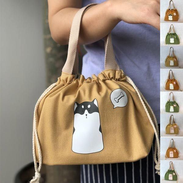 ■素　材表地：綿オークスフォード中地：不織布内側地：綿＆リネン底板側地：アルミ箔 中地：発泡スチロール■サイズ約20X20X12cm　取っ手：約30cm■カラーワンちゃん(キャメル、落葉ブラウン、グリーン)ねこちゃん(キャメル、落葉ブラウン...