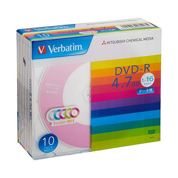 品種:データ用 DVD-R容量:4.7GB1回記録用盤面印刷:×カラーMIXディスク倍速:1-16倍速、ケース:5mmスリムケース、入り数:10枚