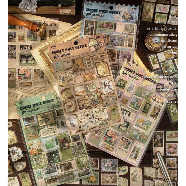 ※お急ぎの場合は、ご注文時に※※＜宅配便＞をご選択ください（有料）※おしゃれな切手風シール レトロな風味の切手風ステッカーデコやラッピングに便利なセット手帳やプレゼントに貼ってもお洒落です。スクラップブックのデコパーツとしてもおすすめです。...