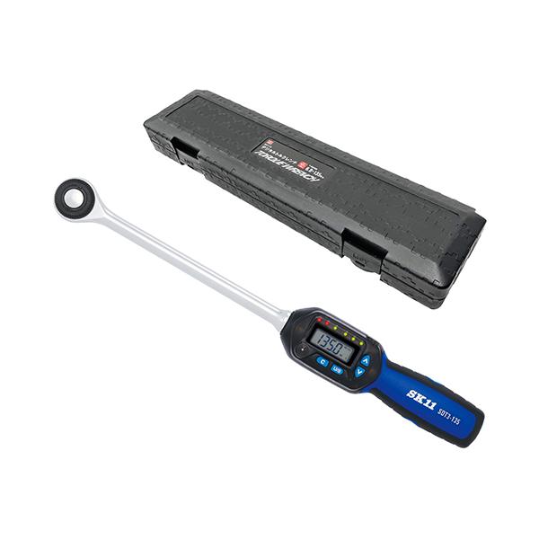 【SK11 デジタルトルクレンチ 専用ハードケース付き SDT3-135の商品詳細】・デジタル表示で正確、高精度なトルク管理が可能で、しかも操作が簡単です。・設定トルク到達時、ブザー音とLEDの光でお知らせします。・右ネジ、左ネジ両方向の測...