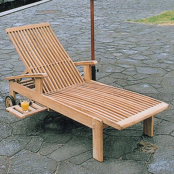 ■主材：チーク（無塗装）■脚部：キャスター付（2箇所）■機能：リクライニング、引出し式サイドテーブル付■生産国：インドネシア■重量：28.3kg■サイズ：W650×D1980×H560〜1070（SH370）■補足：完成品／屋外使用可能北海...