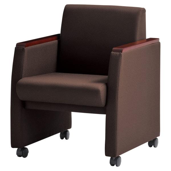 ■本体：木枠　ウレタンフォーム■肘部：ラバーウッド　ウレタン塗装仕上■張地：布地　ビニールレザー（耐次亜塩素酸）■脚部：ナイロン双輪キャスター■機構：背ロッキング機構■環境：低ホルム　端材利用■サイズ：W610×D620×H760（SH43...