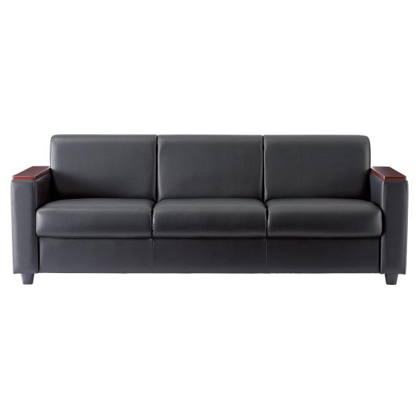 ■本体：木枠　ウレタンフォーム■張地：布地　ビニールレザー（耐次亜塩素酸）■肘部：ラバーウッド無垢材　ウレタン塗装仕上（チェリー）■環境：低ホルム　廃材利用■サイズ：W1820×D680×H675（SH380 AH510）■補足：完成品／張...