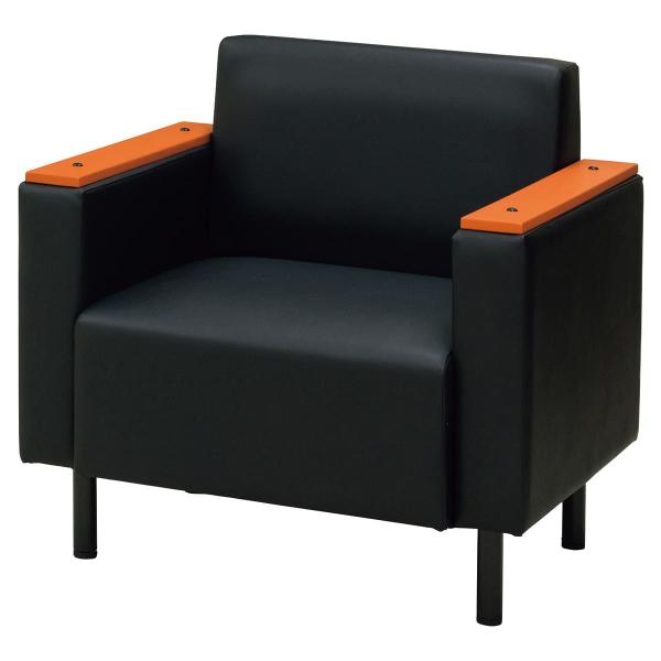 ■張地：合成レザー（PVC　ブラック）■本体：木枠■肘部：合成レザー（PVC） 合板■張地機能：防炎　イージークリーン　耐アルコール　耐次亜塩素酸　抗菌■脚部：スチール（φ38mm） 粉体塗装（ブラック）■機能：肘部交換可能（別売）■サイズ...