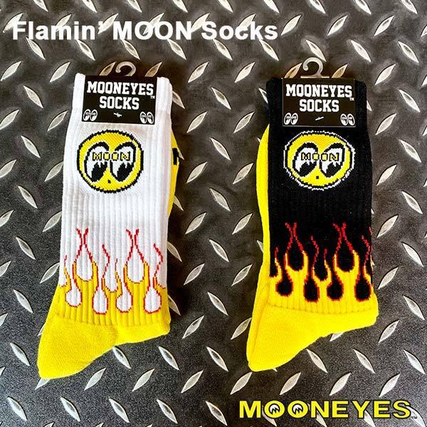 フレームスとアイボールのロゴがデザインされたMOONEYESらしいインパクト大のソックスです。左のつまさき部分には FLAMIN’、そして右には MOONEYES のデザインが入り、履いた時や脱いだ時に見れるのが嬉しいポイントです。カラー：...