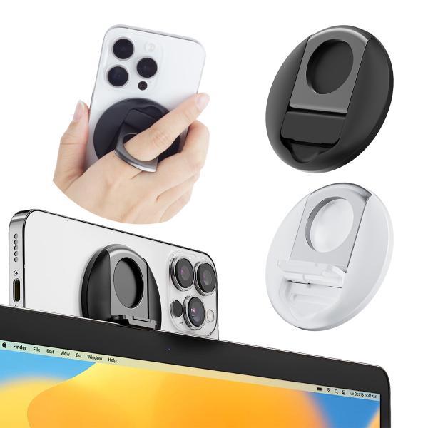 MagSafe対応マグネット式スマホリング。衝撃などでも外れにくく、強力な磁力でしっかりと吸着します。開いて装着するだけでスマホをMacに設置することができます。商品サイズ：直径約6cm重量：約34ｇ商品仕様：マグネット式吸着対応機種：Ma...